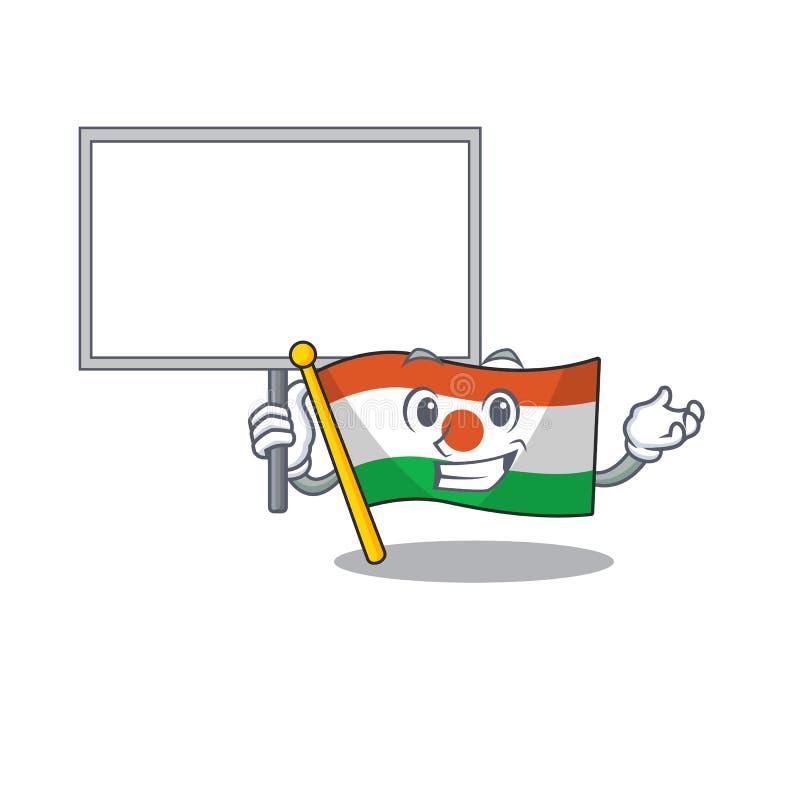 Flag Niger Scroll Cute Cartoon Character Bring a Board Stock Vector ...