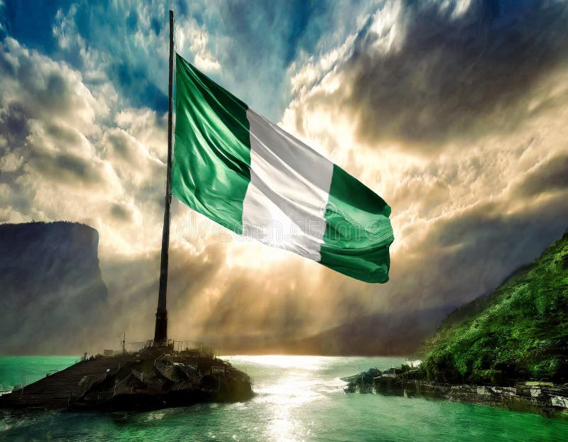 Flag of Nigeria stock illustration. Illustration of flagpole - 308436199