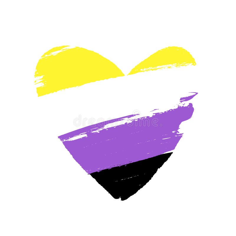 The Flag of Non-binary Pride in the Shape of a Large Heart. a Colorful ...