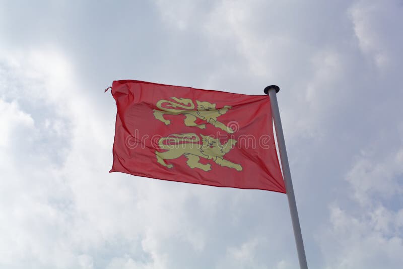 Flag of the Normandy Region Stock Photo - Image of flagpole, material ...