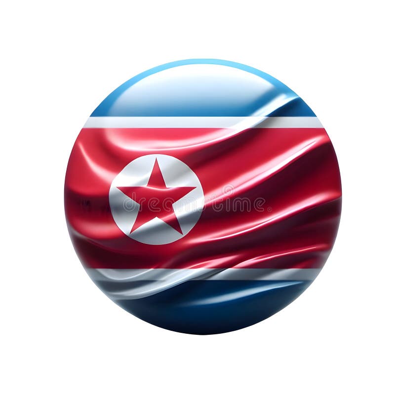 Flag of North Korea in Round Shape Stock Photo - Illustration of flag ...