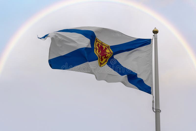 Flag of Nova Scotia Framed by Arc of Rainbow Stock Image - Image of ...