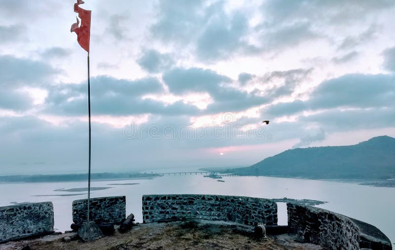 Flag on fort stock image. Image of beautiful, ocean - 126302847