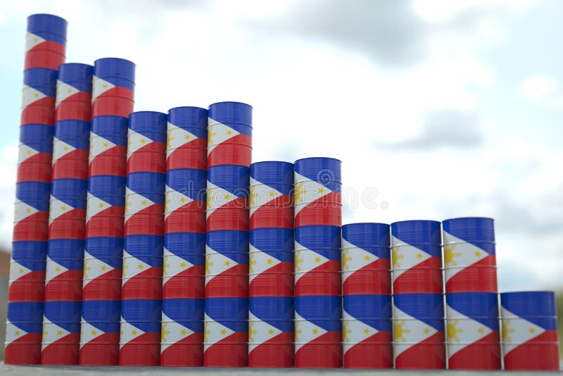 Oil Barrels with Flag of the Philippines Form Downward Trend. Petroleum ... Oil Barrels with Flag of the Philippines Form Downward Trend. Petroleum ...