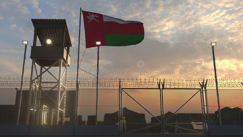Flag of Oman at Military Base Stock Illustration - Illustration of camp ...