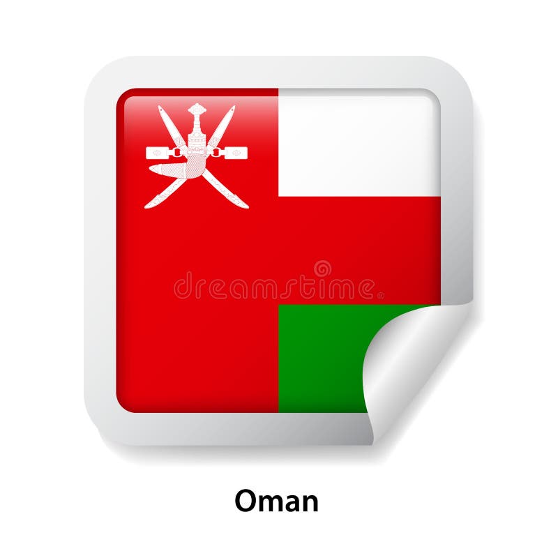 Flag of Oman. Round Glossy Sticker Stock Vector - Illustration of ...