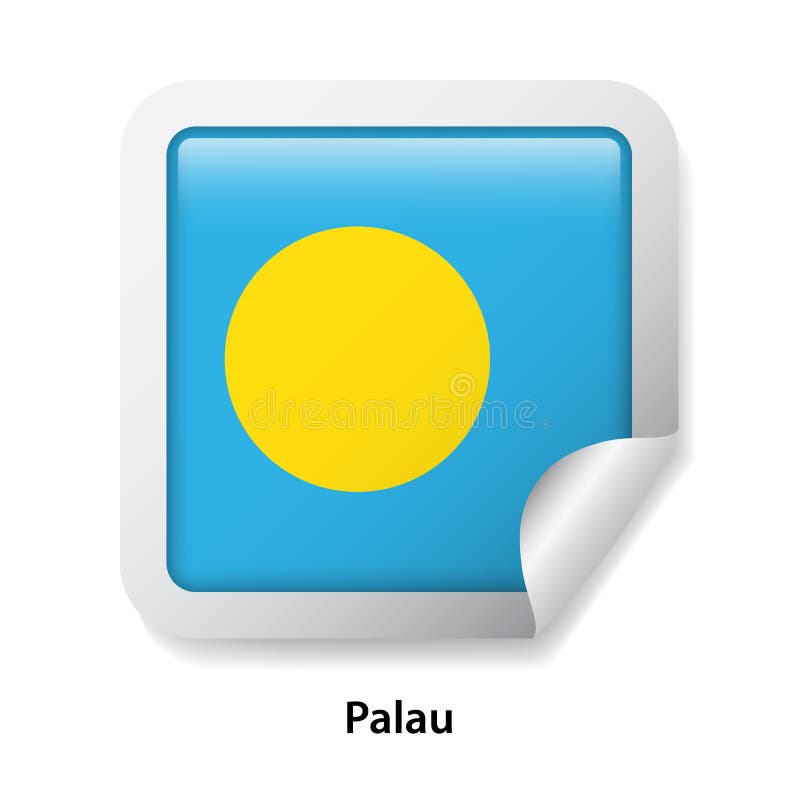 Flag of Palau. Round Glossy Sticker Stock Vector - Illustration of ...