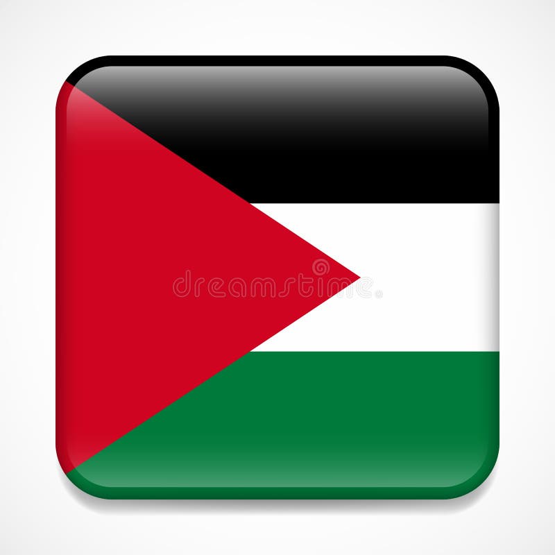 Flag of Palestine. Square Glossy Badge Stock Vector - Illustration of ...