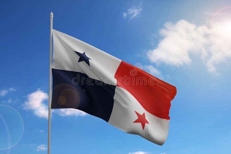 Flag of Panama on Blue Sky. 3d Illustration Stock Illustration ...