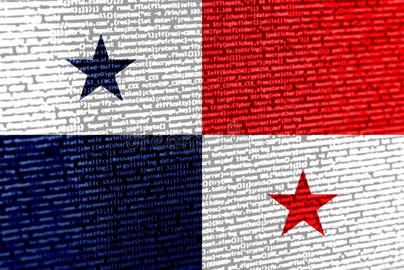 Flag of Panama Over Digital Code. Concept of Cybersecurity, Innovation ...