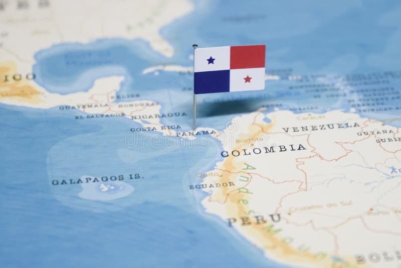 The Flag of Panama in the World Map Stock Image - Image of destination ...