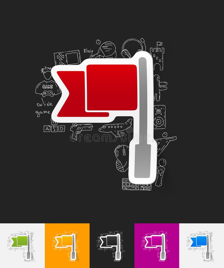 Flag Paper Sticker with Hand Drawn Elements Stock Vector - Illustration ...