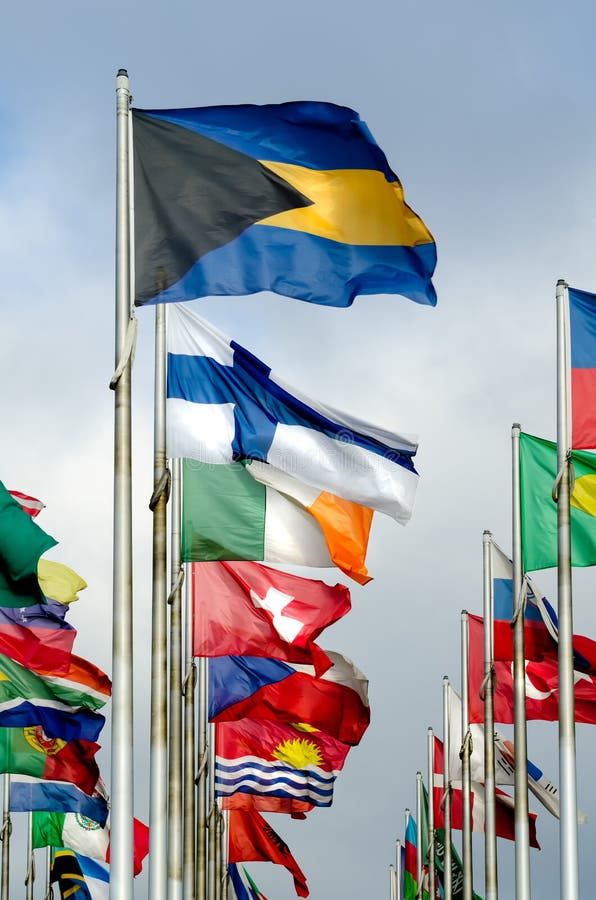 Flag Parade, National Flags of Many Countries Stock Image - Image of ...