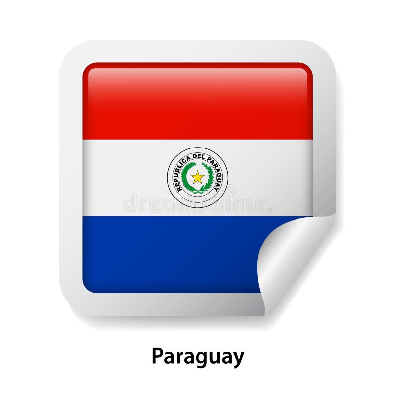 Flag of Paraguay. Round Glossy Sticker Stock Vector - Illustration of ...