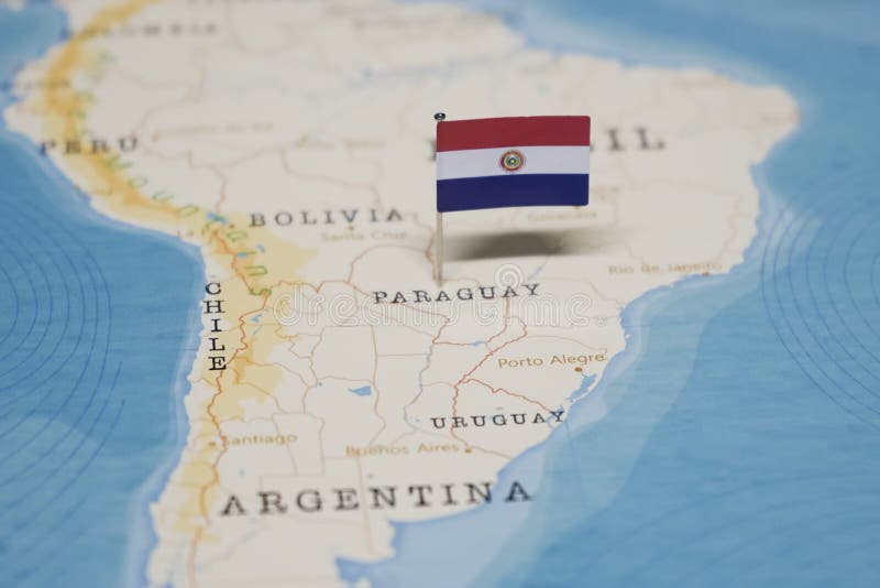 The Flag of Paraguay in the World Map Stock Image - Image of education ...