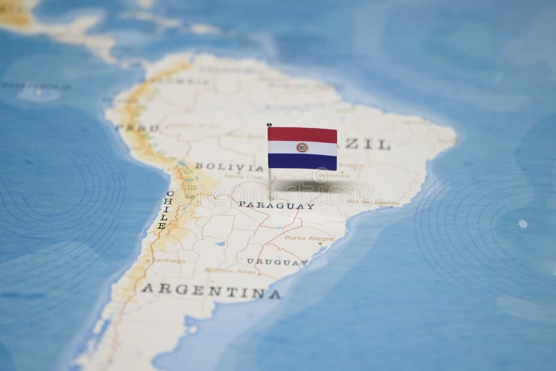 The Flag of Paraguay in the World Map Stock Image - Image of journey ...