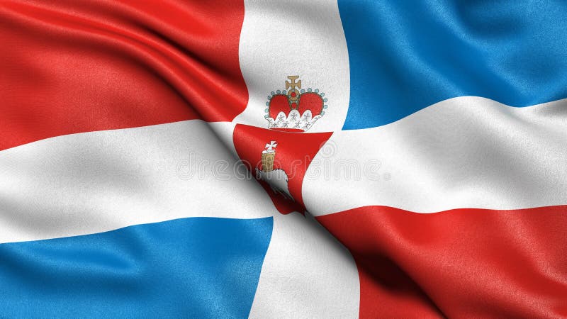 Flag of Perm Krai Waving in the Wind. 3D Illustration Stock ...
