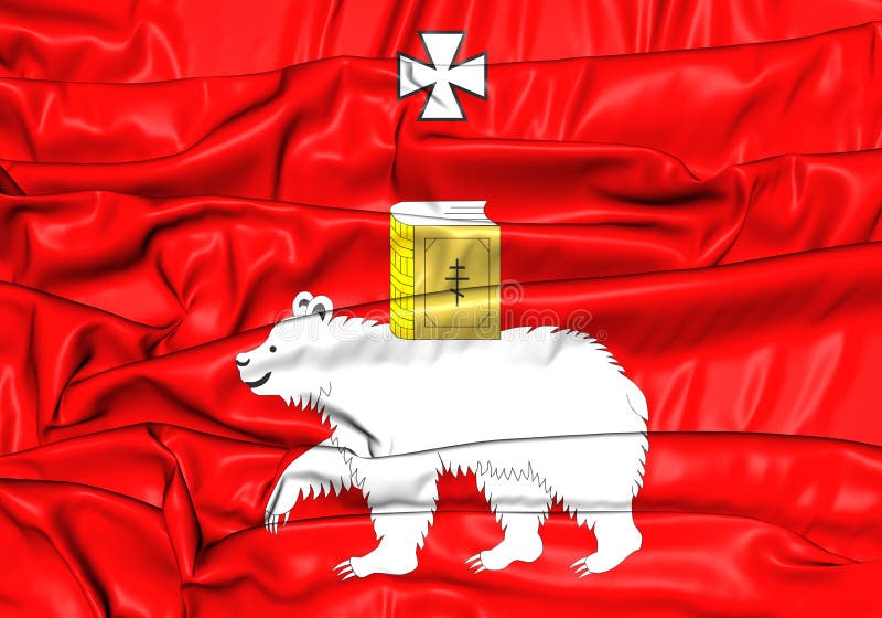 3D Flag of Perm, Russia. stock illustration. Illustration of cartoon ...