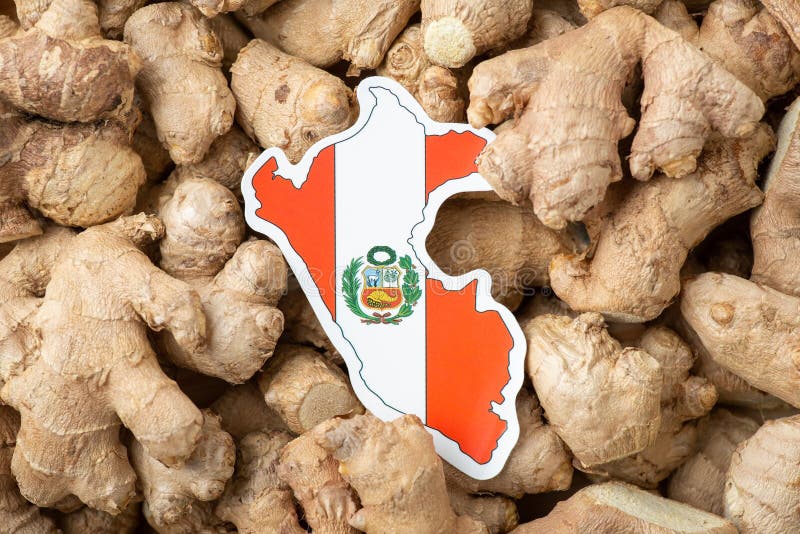 Flag of Peru on Ginger Roots Background Stock Photo - Image of aroma ...