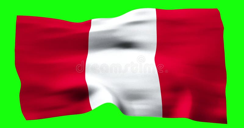 Flag of Peru Realistic Waving on Green Screen. Seamless Loop Animation ...