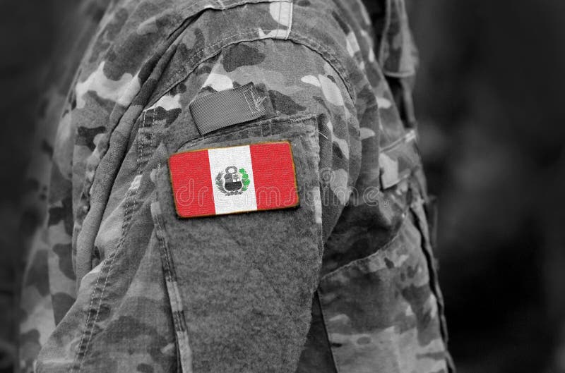 Flag of Peru on Military Uniforms. Flag of Peru on Soldiers Arm Collage ...