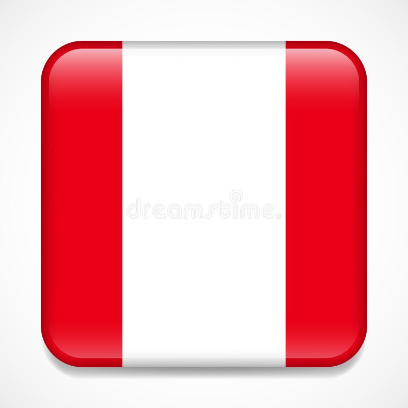 Flag of Peru. Square Glossy Badge Stock Vector - Illustration of ...