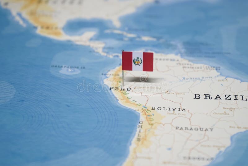 The Flag of Peru in the World Map Stock Photo - Image of atlas, nations ...