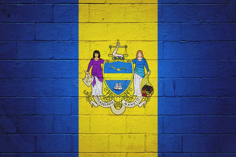 Flag of Philadelphia Painted on a Wall Stock Image - Image of composite ...
