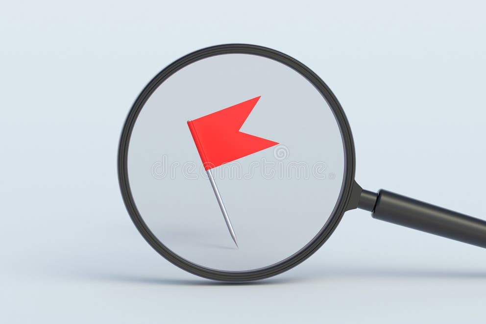 Flag Pin Behind Magnifying Glass. Stock Illustration - Illustration of ...