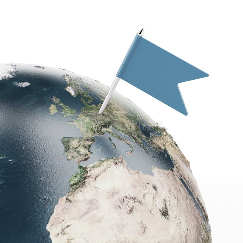 Flag Pin at the Globe (Earth Map Provided by NASA) Stock Illustration ...