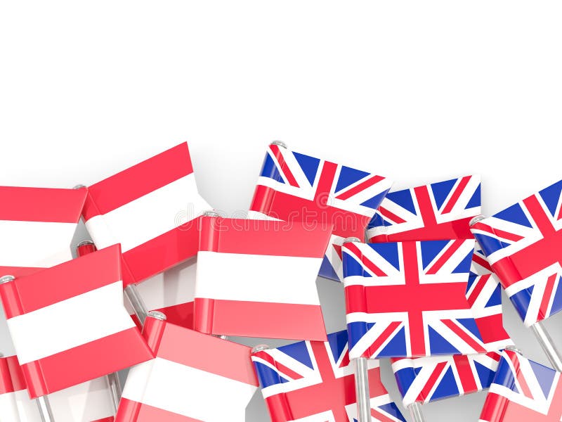 Flag Pins of Austria and UK Isolated on White Stock Illustration ...
