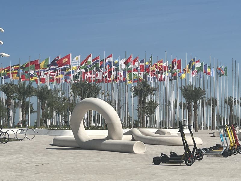 Flag Plaza in Doha, Qatar editorial stock photo. Image of blue - 279085498
