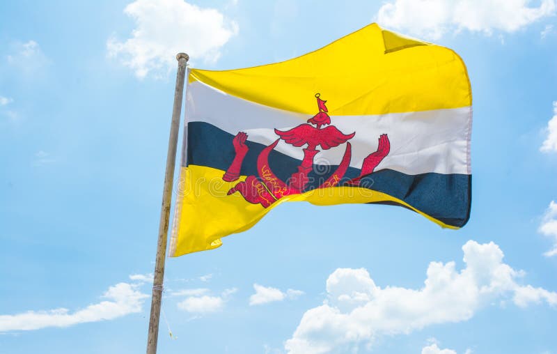 Flag pole of brunei on sky stock image. Image of flag - 31425225
