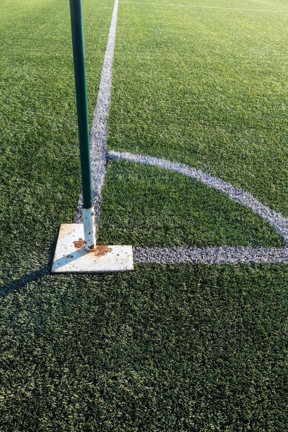 Flag Pole on Football Corner Lines Stock Photo - Image of empty, soccer ...