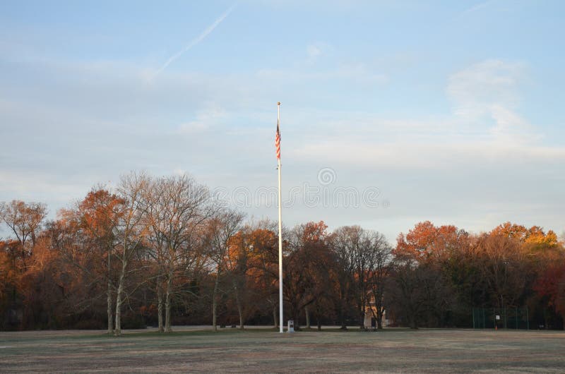 Flag Pole at Ft. Hunt Park with Grass and Trees Stock Photo - Image of ...
