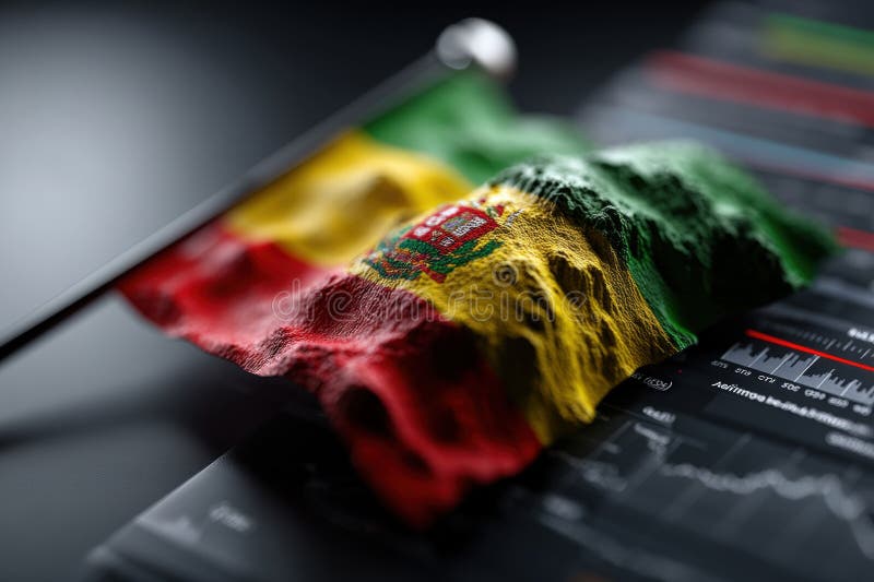 Flag of Portugal Draped on Financial Report in a Modern Office Setting ...