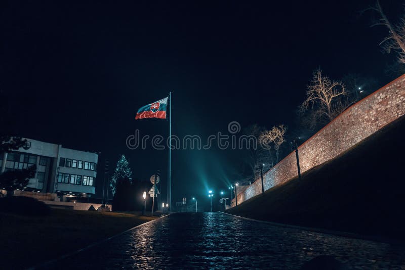 Flag Post with Wall in Bratislava Stock Image - Image of travel, urban ...