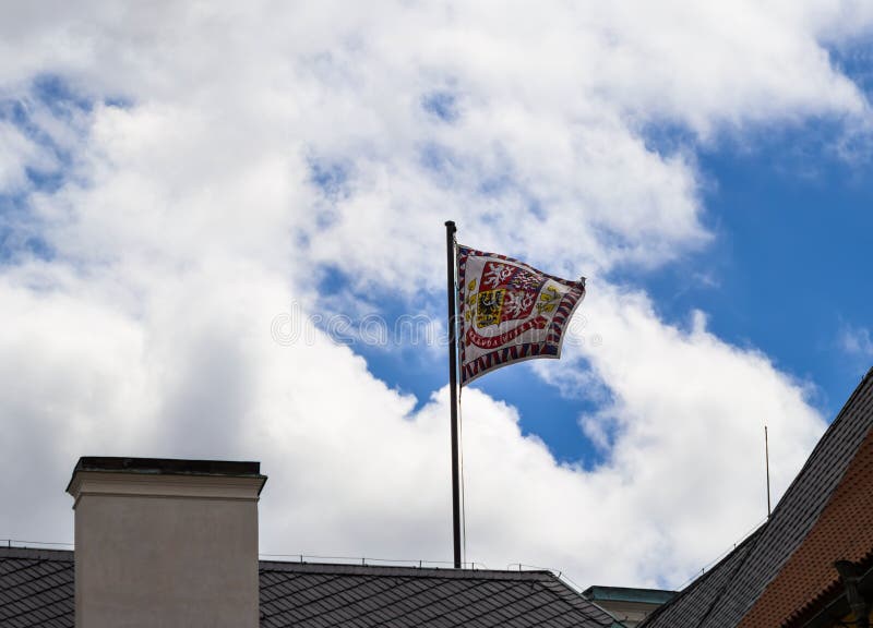 Flag of Prague Castle stock image. Image of river, linden - 92457671