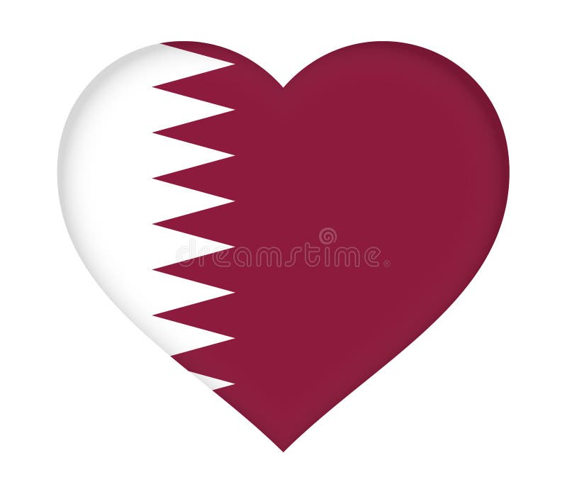 Flag of Qatar Heart. stock illustration. Illustration of nation - 91354320