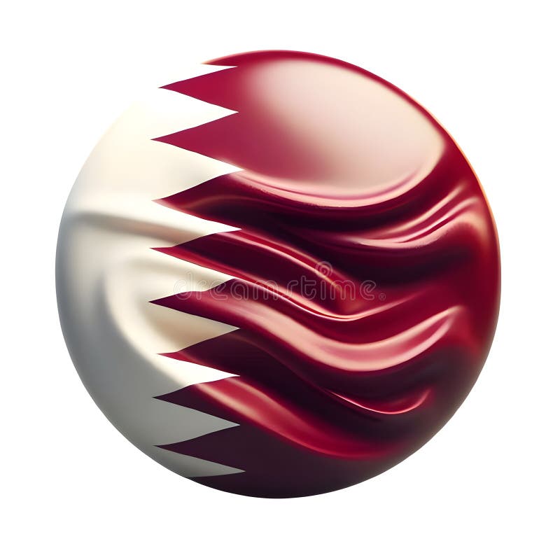 Flag of Qatar in a Round Shape Stock Illustration - Illustration of ...