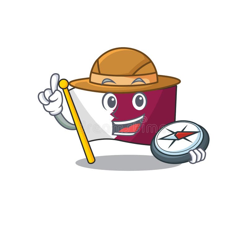 Flag Qatar Scroll a Stylized Explorer with a Compass Stock Vector ...