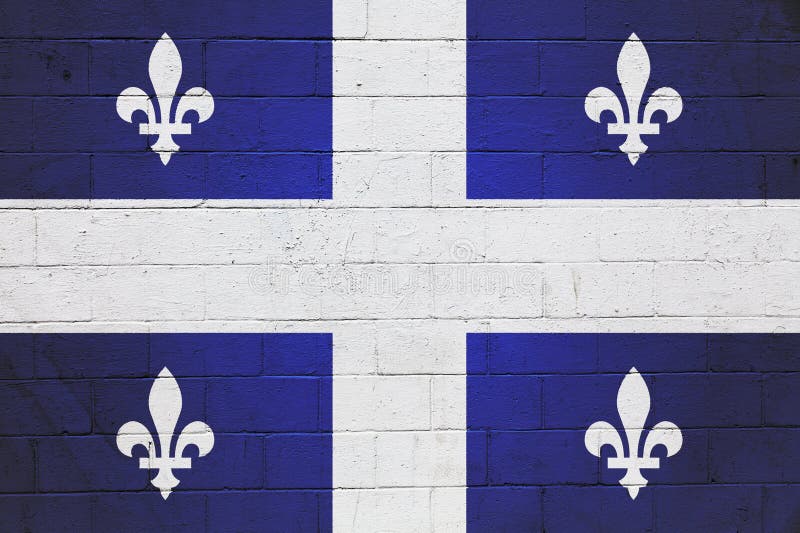 Flag of Quebec Painted on a Wall Stock Photo - Image of retro, people ...