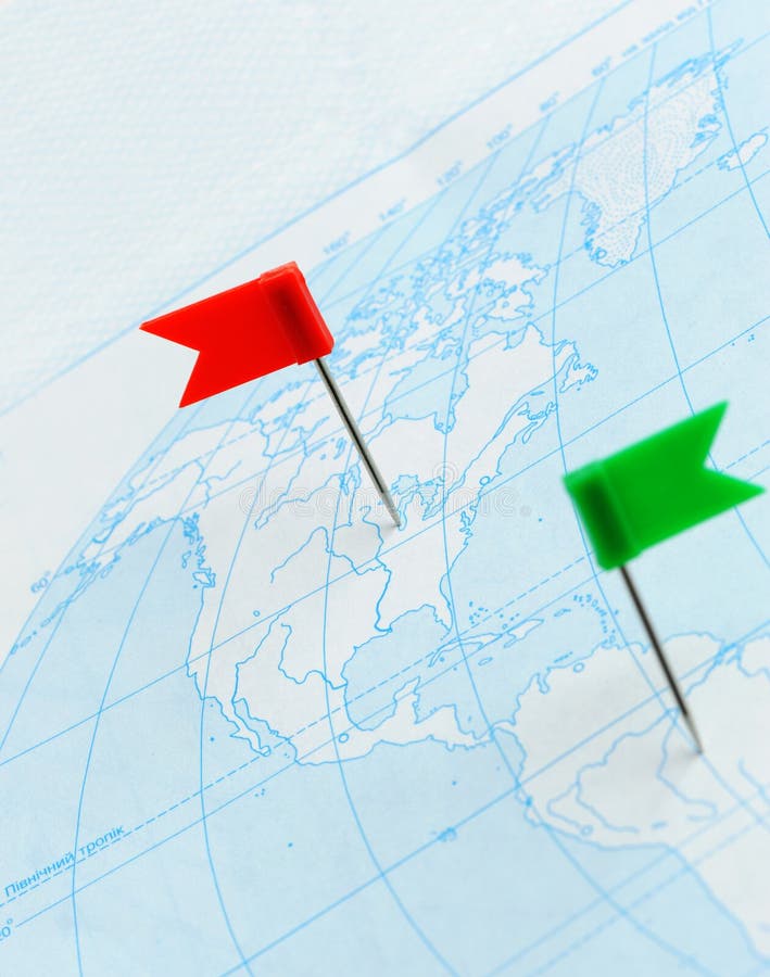 Flag red a pin on map stock photo. Image of pointing, position - 8001494