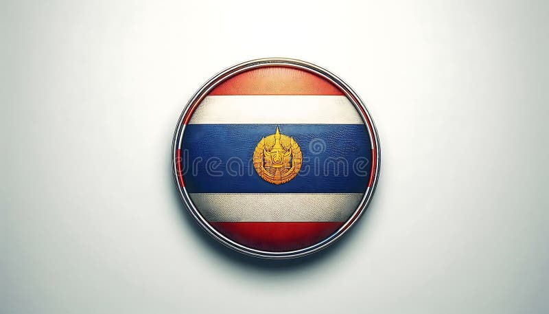 A Flag with a Red, White and Blue Design. the Flag is Circular and Has ...