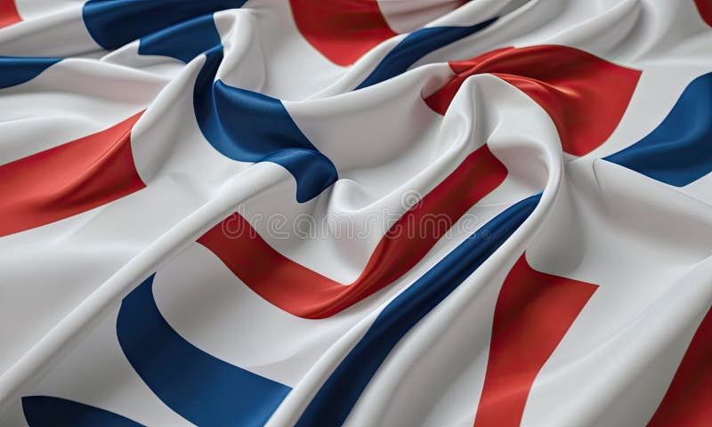 A Flag with Red, White, and Blue Stripes is Being Displayed on a White ...