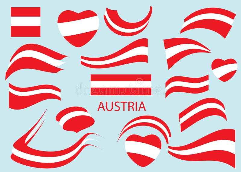 Flag of Republic of Austria - Vector Elements in Hearts and Curved ...