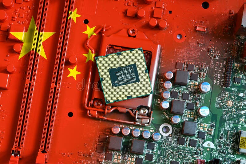 Flag of the Republic of China on a Red Painted Pc Motherboard with a ...