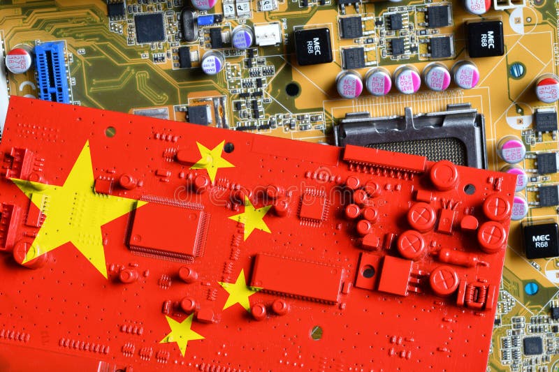 Flag of the Republic of China on a Red Painted Printed Circuit Board ...