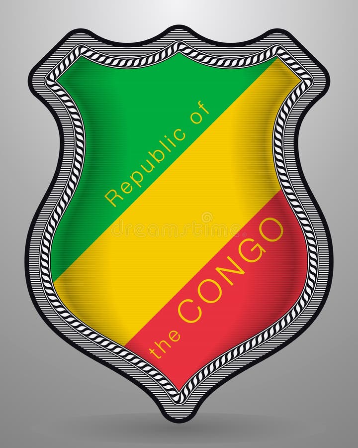 Flag of Republic of the Congo. Vector Badge and Icon with Country Name ...