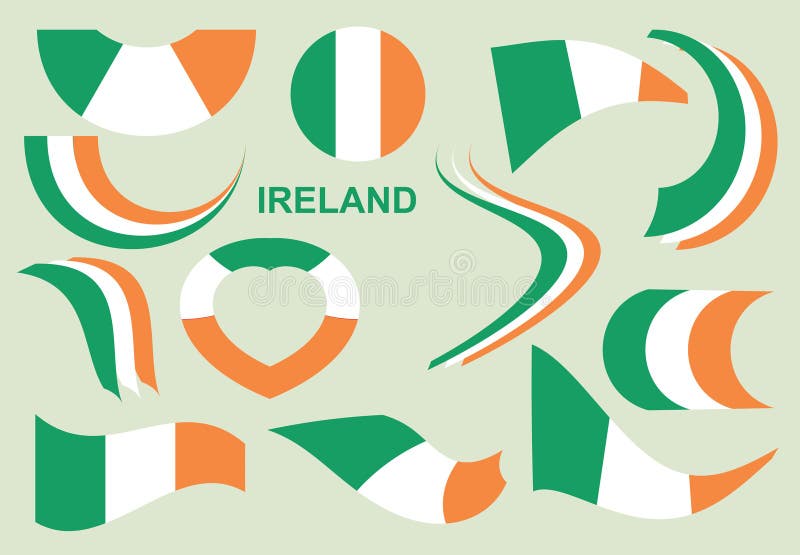 Flag of Republic of Ireland - Vector Set of Curved Elements Stock ...